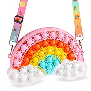 Girls Toys Easter Gifts Pop Purse Fidget Toys, Rainbow Purse Birthday Classroom Exchange Return Gifts for Kids Girl, Cloud Toddler Purse Pop Shoulder Bag Sensory Toys Valentines Party Favors