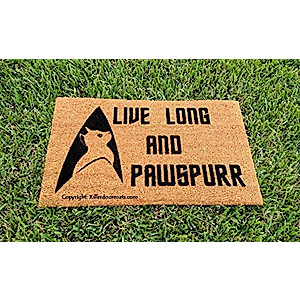 Live Long and Pawspurr Funny Fandom Custom Handpainted Welcome Doormat by Killer Doormats - Small