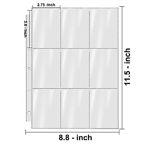 POKONBOY 288 Pockets Trading Card Sleeves, 9-Pocket Trading Card Binder Sheets Card Storage Album Pages Holders for Standard Size Cards, Sport Cards, Game Cards, Business Cards