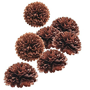 MISU 10" Brown Tissue Pom Poms DIY Tissue Paper Flowers for Birthday Wedding Baby Shower Tea Party Dessert Table Decoration, Pack of 18