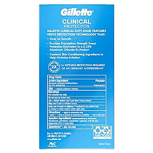 Gillette Clinical Antiperspirant and Deodorant for Men, Long Lasting Sweat Protection, Ultimate Fresh, 2.6 Ounce