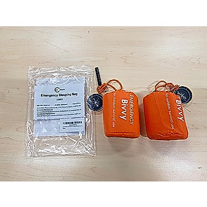 Esky Emergency Sleeping Bag, 2 Pack Survival Bag Portable Thermal Bivy Sack, Waterproof Lightweight Emergency Blanket Survival Gear with Compass and Whistle for Camping Hiking Outdoor Adventure