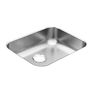 Moen GS20193B 2000 Series 23.5-inch 20 Gauge Undermount Single Bowl Stainless Steel Kitchen or Bar Sink Rear Drain, N/A