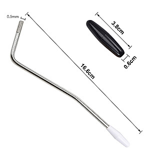 Canomo 2 Packs 5mm Thread Guitar Single Tremolo Arm Whammy Bar with Tip and 3 Pieces Extra Tremolo Arm Tips for Electric Guitar, Silver