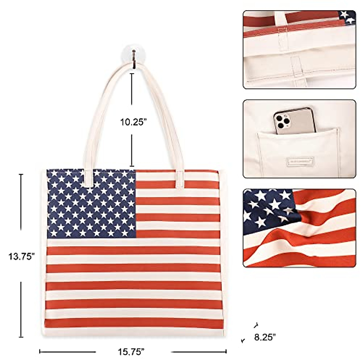 Montana West American Flag Canvas Tote Bag Patriotic Shopping Bag Reusable and Washable Grocery Bag US04-138