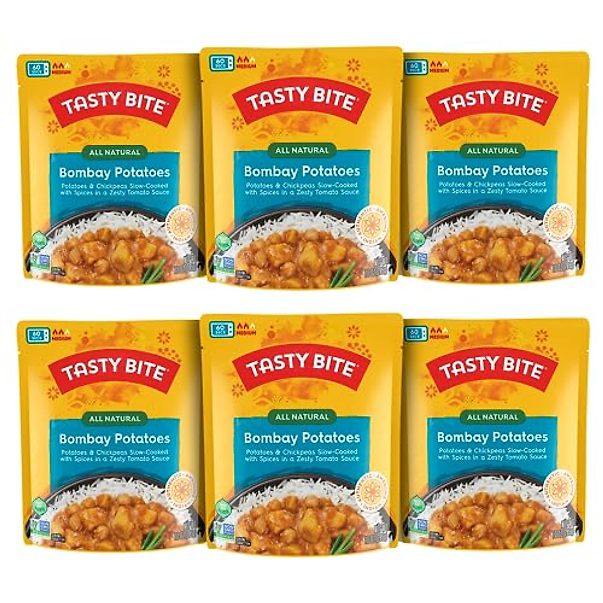 Tasty Bite Indian Bombay Potatoes, Microwaveable Ready to Eat Entrée, 10 Ounce (Pack of 6)
