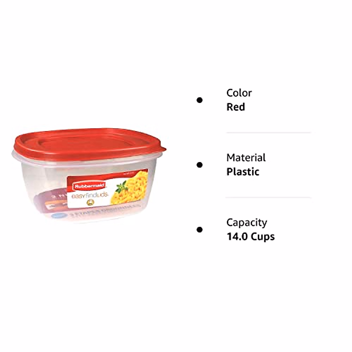 Rubbermaid 2049369 14-Cup Square Container with Red Racer Lid