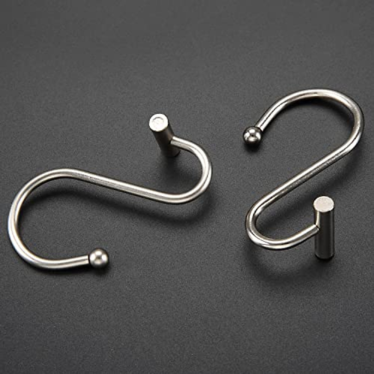 Nickel Shower Curtain Hooks,Rust Proof Shower Curtain Rings for Bathroom,T-Bar Metal Decorative Shower Curtain Hooks Hangers for Shower Curtain Rod,Set of 12