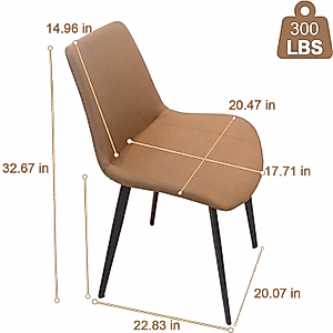 AmoUnico Dining Chairs, Modern PU Leather Dining Room Chair with Sturdy Metal Legs, Upholstered Seat Dinner Chairs Accent Side Chairs for Indoor Kitchen Living Room (Brown, Set of 4)