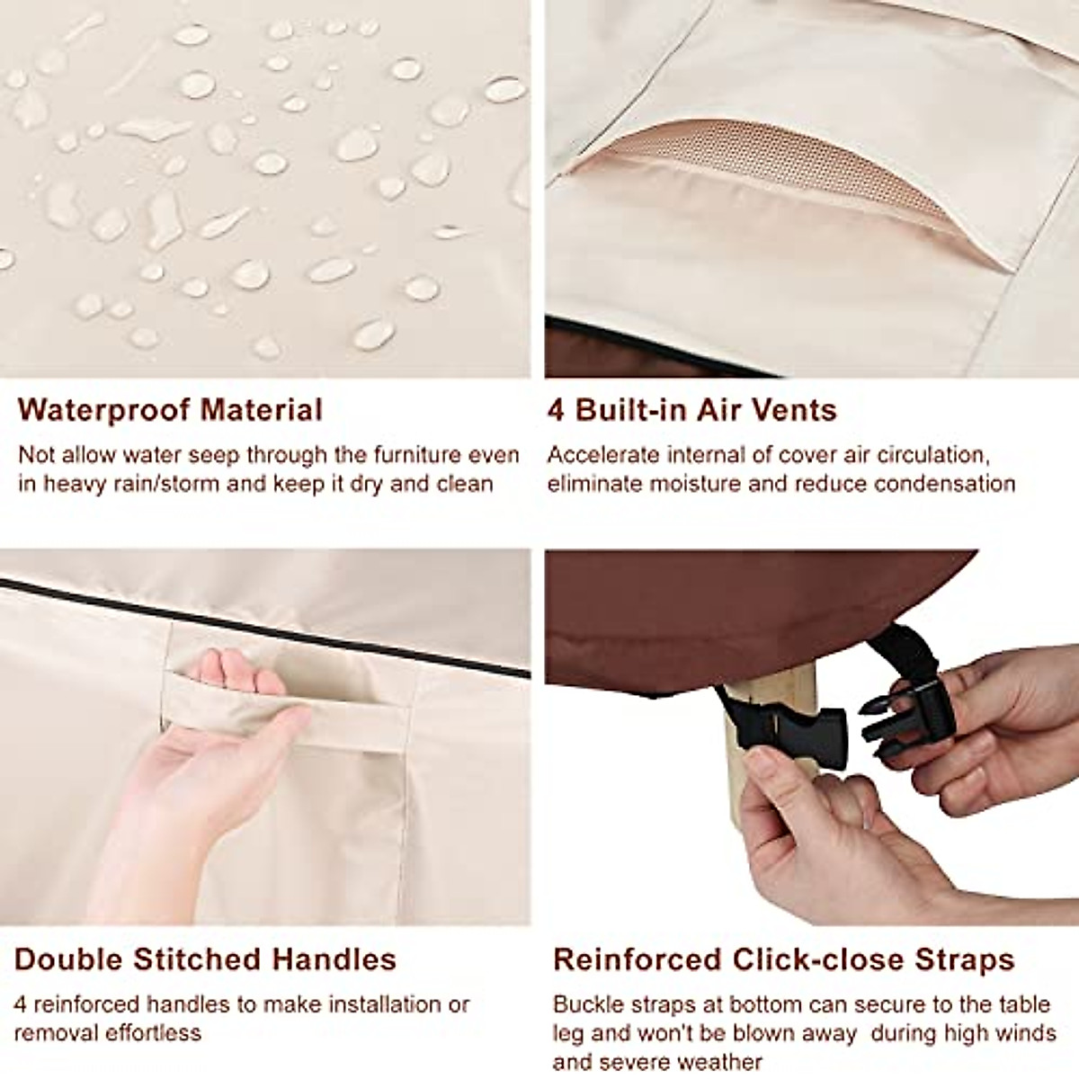 Bestalent Patio Furniture Covers Waterproof for Table ,Round Outdoor Table and Chair Set Covers 94" DIAx23 H,Brown