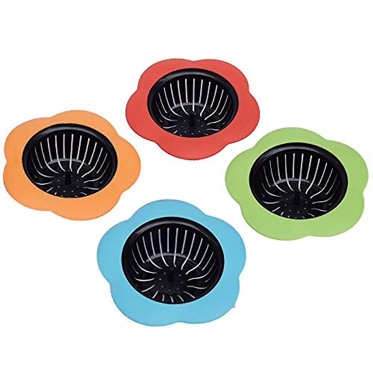 Silicone Kitchen Sink Strainer 2 Pack, Pouring strainers，Drain FilterLarge Wide Rim 4.5" Diameter (4.5" Diameter, 2 Red)