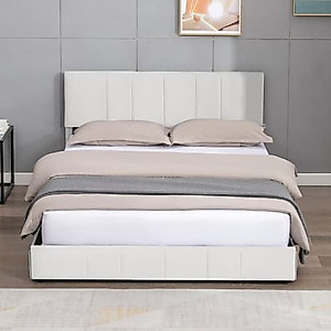 ZAFLY Platform California King Size Bed Frame with Adjustable Headboard,Upholstered Cal King Bed Frame with 4 Storage Drawers,Wooden Slats Support,No Box Spring Needed,Easy Assembly (Beige), 21052-CK