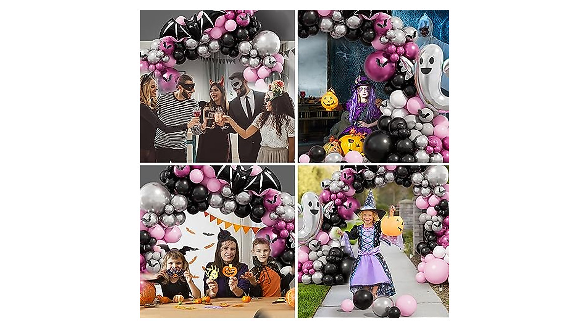 Bonropin 179pcs Pink Halloween Balloon Garland Arch Kit with Black Pink ...