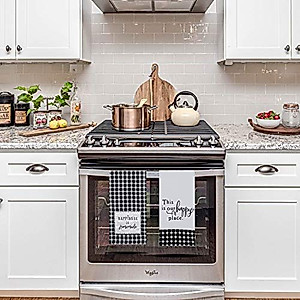 18TH STREET GIFTS Buffalo Plaid Kitchen Towels - Farmhouse Decor Black and White Gingham Dish Towel Set - Black and White Hand Towels for Kitchen or Bathroom