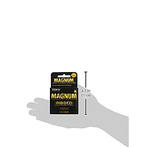 TROJAN Magnum Ribbed Condoms, Unscented, 3 Count