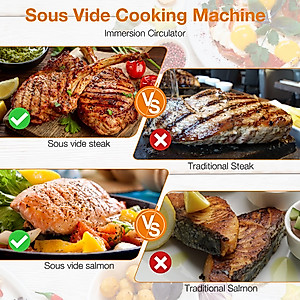 Upesitom Sous Vide Machine, 1100W Upgraded WIFI Sous Vide Cooker Ultra-quiet Working Cooker Immersion Circulator with Recipes(App Included), Accurate Temperature, Digital Timer, IPX7 Waterproof