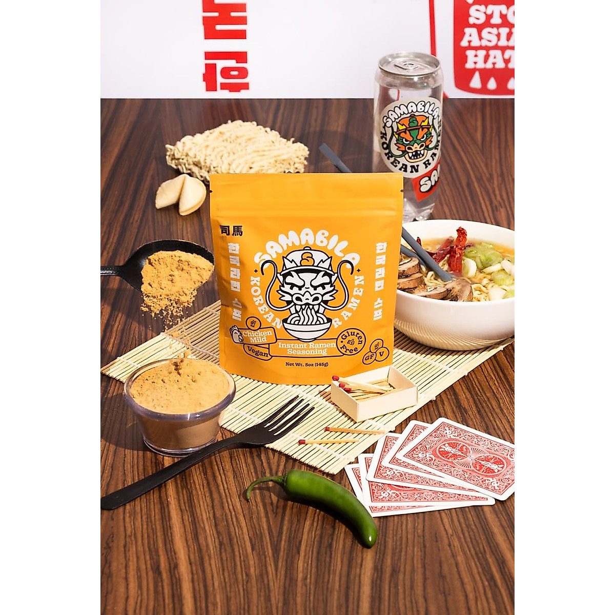 SAMABILA Chicken Instant Ramen Seasoning Powder - Gluten Free - Vegan - Mild - Premium Instant Noodle Soup Powder - 5 oz