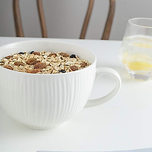 KOOV Jumbo Soup Mug, Soup Bowls with Handles Microwave Safe, Ceramic Soup Mugs with Handles, Jumbo Mug Set of 4, 24 Ounce (White)