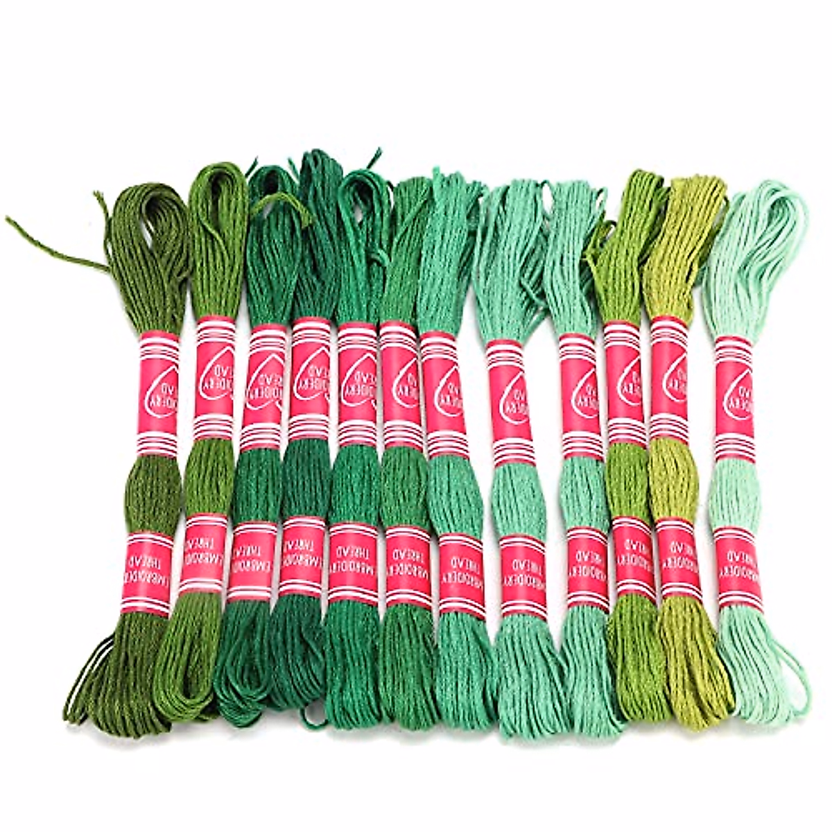 Embroidery Floss Set, Colorful Heavy Duty 12 Strands Polyester Exquisite Craft Tool Family Friend Kids Boys Girls Crafts (Green)