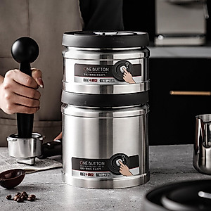 NEREIDS NET Tea Canister with Vacuum Seal Elderly-Friendly Container Stainless Steel Storage Tank for Leaves Coffee Beans Moisture Proof Dust-Proof 750/1100ml Black M