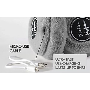 Acuvar Wireless Bluetooth 5.0 Rechargeable Over The Ear Headphone Earmuffs with Extra Soft and Warm Fabric, Microphone, Powerful Surround Stereo Bass and Passive Noise Cancelling (Grey)