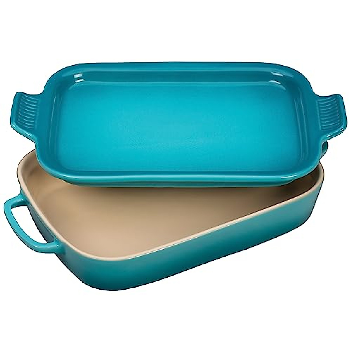 Le Creuset Stoneware Rectangular Dish with Platter Lid, 14 3/4" X 9", Caribbean