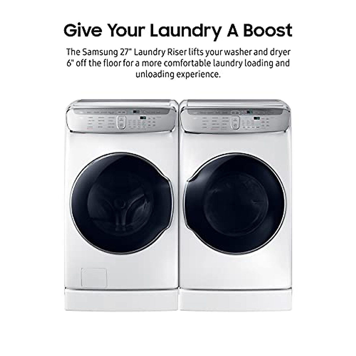 SAMSUNG 27” Wide Laundry Riser Pedestal Stand for 27” Wide Front Load Washer or Dryer, Lifts Machine 6”in Height, WE272NW/A3, White