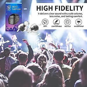 LYSIAN High Fidelity Concert Ear Plugs for Loud Music- Noise Cancelling Musicians Earplugs for Concert Music Festivals, Raves, Motorcycles,Drummers, DJS, 23dB, 2Pairs Value Pack