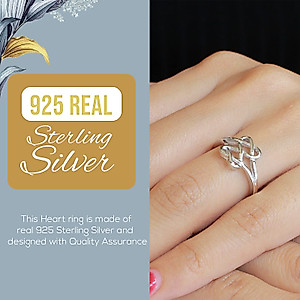CloseoutWarehouse 925 Sterling Silver Hearts Infinity Fusion Ring (Comes in Colors) (Silver, 8)