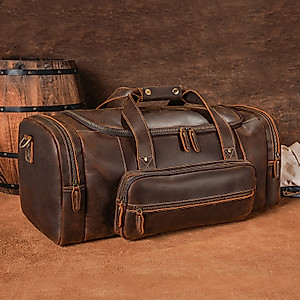 Polare 30" Leather Duffel Weekender Travel Bag For Men With Full Grain Cowhide Leather XX-Large 72L