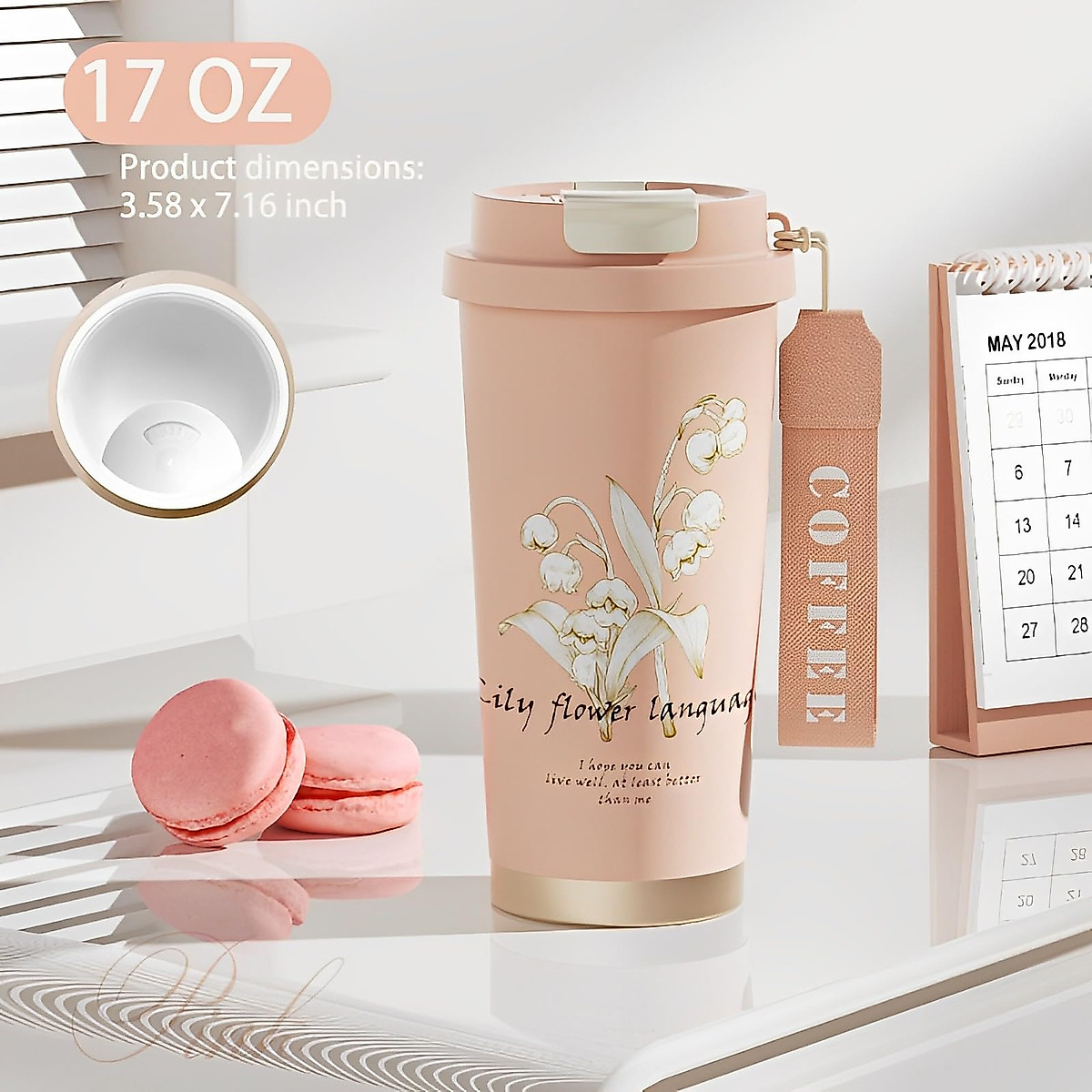 Simple Modern Travel Coffee Mug Tumbler with 360° Sealing | Ceramic-Lined Insulated Stainless Steel Cold Brew Iced Coffee Cup Thermos | Gifts for Women Men Her Him 17oz (Pink)