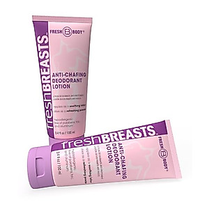 Fresh Body FB Breasts Anti Chafing Deodorant Lotion to Powder, 3.4oz (Pack of 2) - Anti Chafe Cream Whole Body Deodorant for Women, Inner Thighs & Areas that Sweat, No Talc, Aluminum and Fragrance