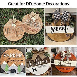6 Pcs 14 Inch Wood Circles for Crafts Unfinished Wooden Slice Blank Round Wooden Door Hanger Sign Round Wooden Discs with Bows,Twine, Glue Point for DIY Craft Christmas Home Holiday Decor,5 mm Thick