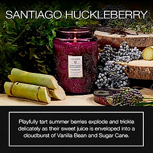 Voluspa Santiago Huckleberry, Large Candle Jar, 18 oz, 100 Hour Burn Time, All Natural Wicks and Coconut Wax for Clean Burning, Vegan, Poured in the USA