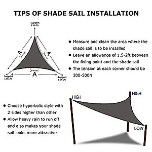 Shade&Beyond Triangle Sun Shade Sail for Patio Lawn Deck Garden Pergola (16'x16'x16', Dark Grey)