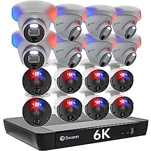Swann 12MP Security Camera System, 16 Channel NVR with 4TB, 16 IP Cameras Indoor Outdoor Home, 6k Mega HD PoE Wired,Video Analytics, 2-Way Audio, Sirens, Color Night Vision, True Detect, 1690008B8DE