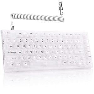 ATTACK SHARK X75 Hotswap Mechanical Gaming Keyboard with USB C Coiled Cable,TKL Tactile Switch,RGB LED,Gasket Mounted,Custom OSA Profile Clear Keycaps for PS4 PS5 Xbox Mac PC Gamer(White,Outemu)