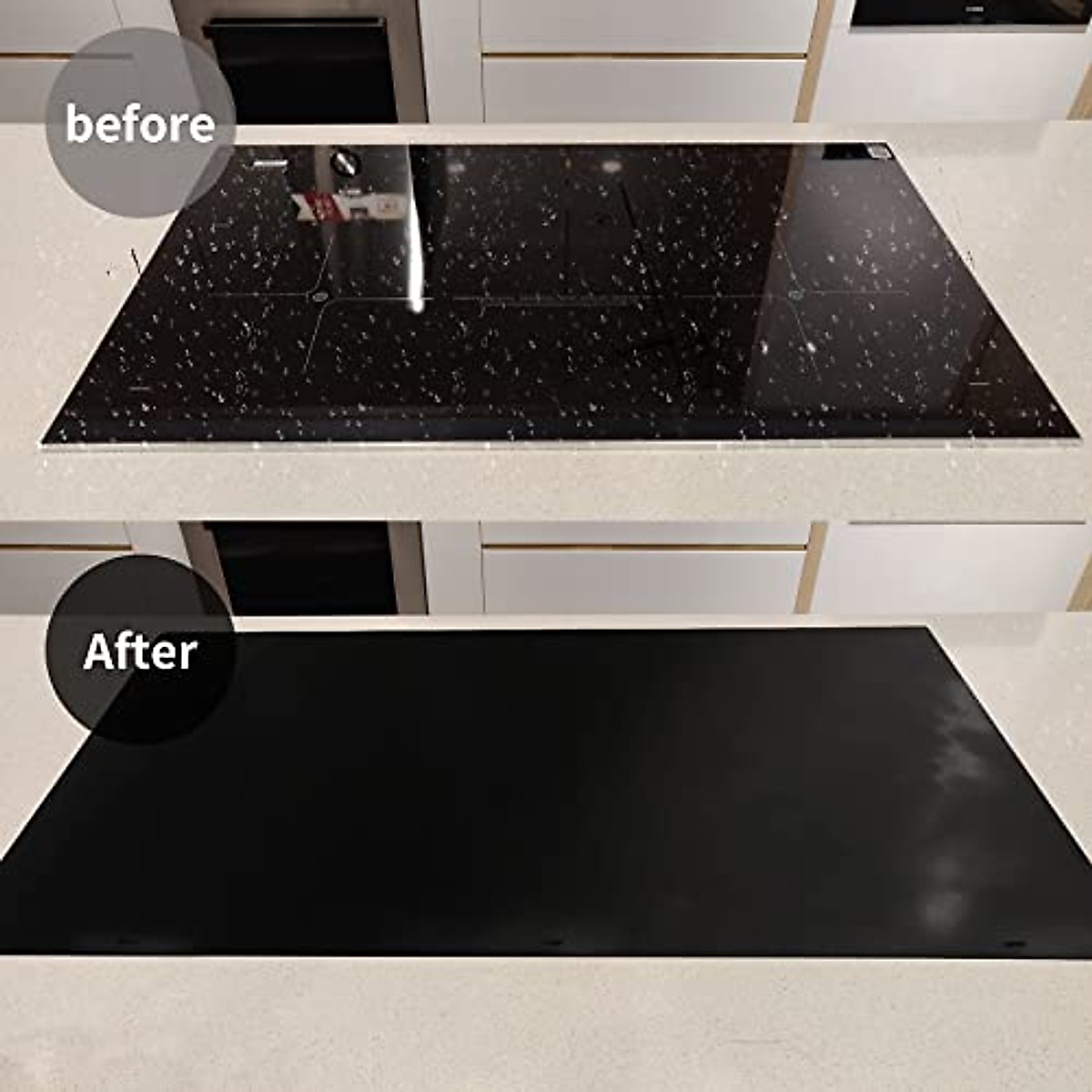Glass Stove Top Cover Cooktop Protector for Electric Stove, 36 x 24 Inch Waterproof Heat Resistant Mat for Kitchen Counter Stovetop, Washer Dryer, Ceramic Stove, Flat Top Stove (Black)