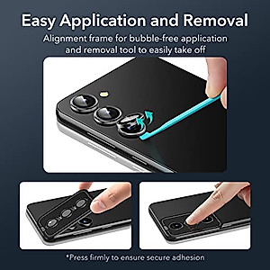 ESR for Samsung Galaxy S23/S23 Plus (2023) Camera Lens Protectors, Individual Lens Protectors, Scratch-Resistant Ultra-Thin Tempered Glass with Aluminum Edging, Galaxy S23 Case Friendly, 1 Set, Black