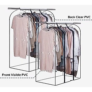 SLEEPING LAMB 50'' Extra Large Clear Hanging Garment Bags for Closet Storage Bottom Enclosed Garment Rack Cover Sealed Wardrobe Clothes Protector for Coats, Suits, Dresses （Not Including Frame）
