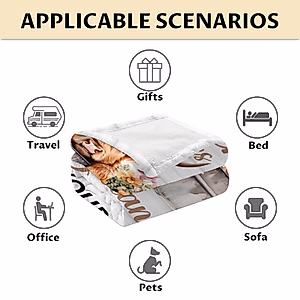 Custom Highland Cow Blanket with Name for Kids, Aldults - Soft, Fuzzy & Cozy - 50"x60" Throw Size Blankets for Sofa, Work - White Cute Warm Throw Blankets Gifts