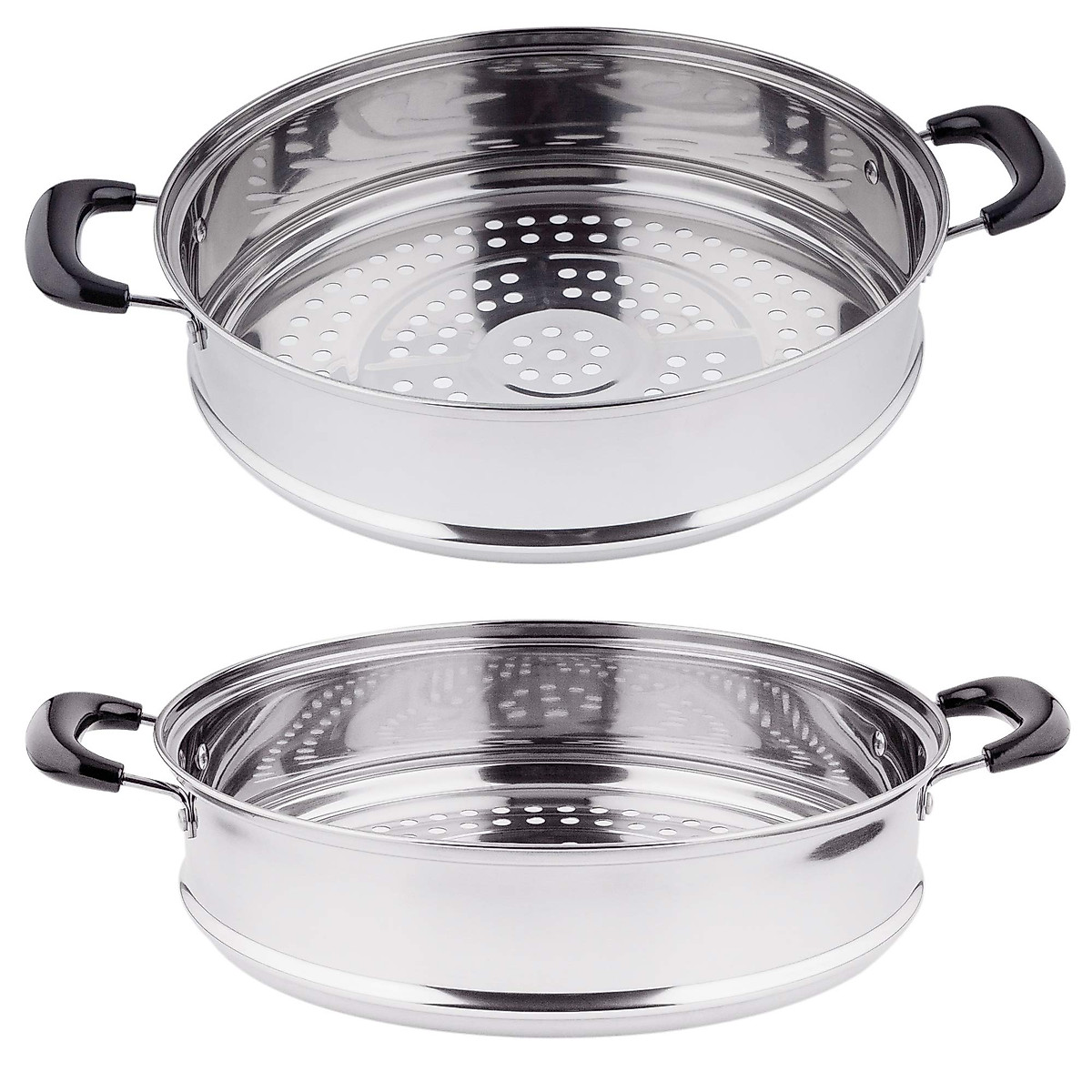 3 Tier Stainless Steel Steamer Pot For Cooking With Stackable Pan Insert, Food Steamer, Vegetable Steamer Cooker, Steamer Cookware Pot/Saucepan with Glass Lid, Multilayer By Lake Tian (28cm/11in)