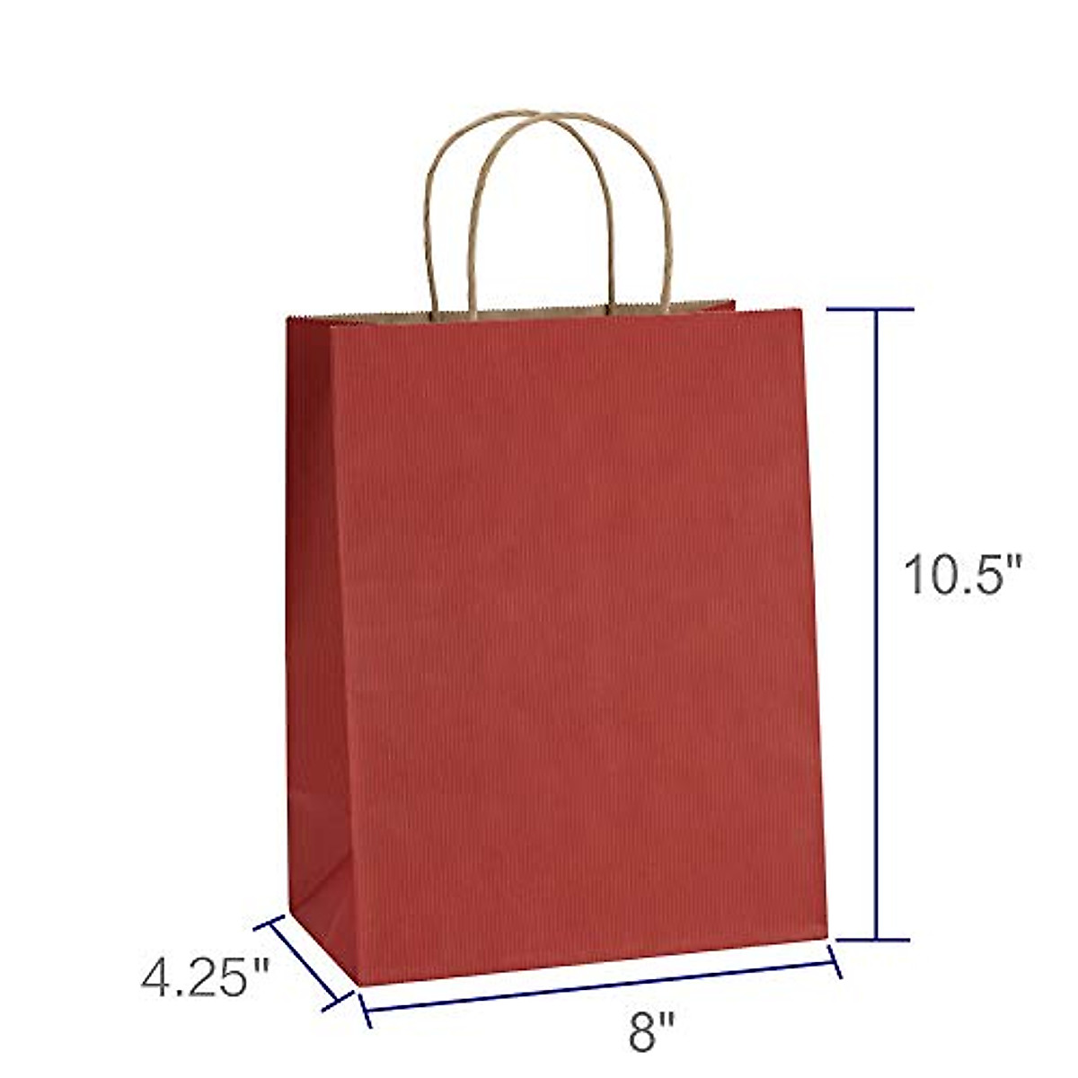 BagDream Gift Bags 8x4.25x10.5 Inches 25Pcs Paper Shopping Bags, Kraft Bags, Retail Bags, Red Stripes Paper Bags with Handles, Recycled Paper Gift Bags