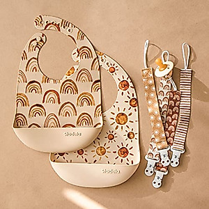 Stadela Baby Pacifier Clip Leash Soothie Holder Unisex for Girl or Boy 4 Pack Gift Set Universal Fit (Boho Baby)