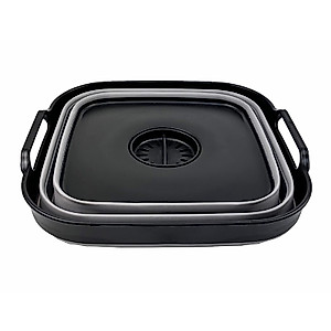 SAMMART 10L (2.64 Gallon) Collapsible Dishpan with Draining Plug - Foldable Washing Basin - Portable Dish Washing Tub - Space Saving Kitchen Storage Tray (Black/Alloy Grey)