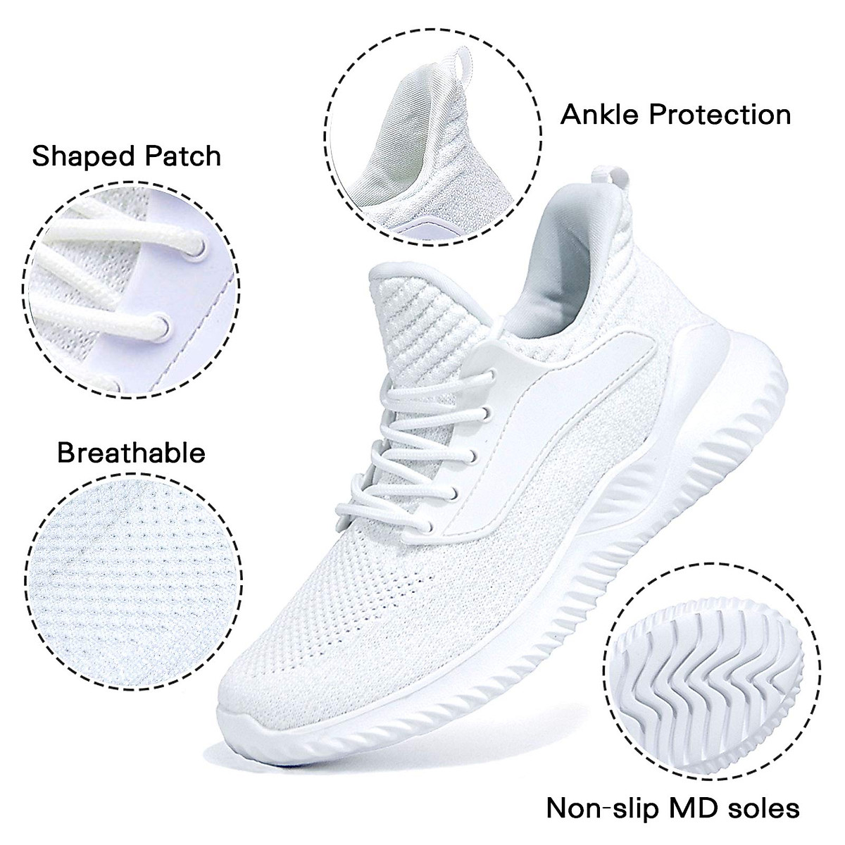 Akk Mens Walking Tennis Shoes - Comfy Running Shoes for Men Sneakers Workout Casual Athletic Indoor Outdoor White Size 7