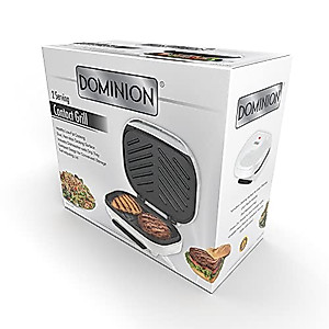 Dominion 2-Serving Classic Plate Electric Indoor Grill and Panini Press, Easy Storage & Clean, Perfect for Breakfast Grilled Cheese Egg & Steak, White