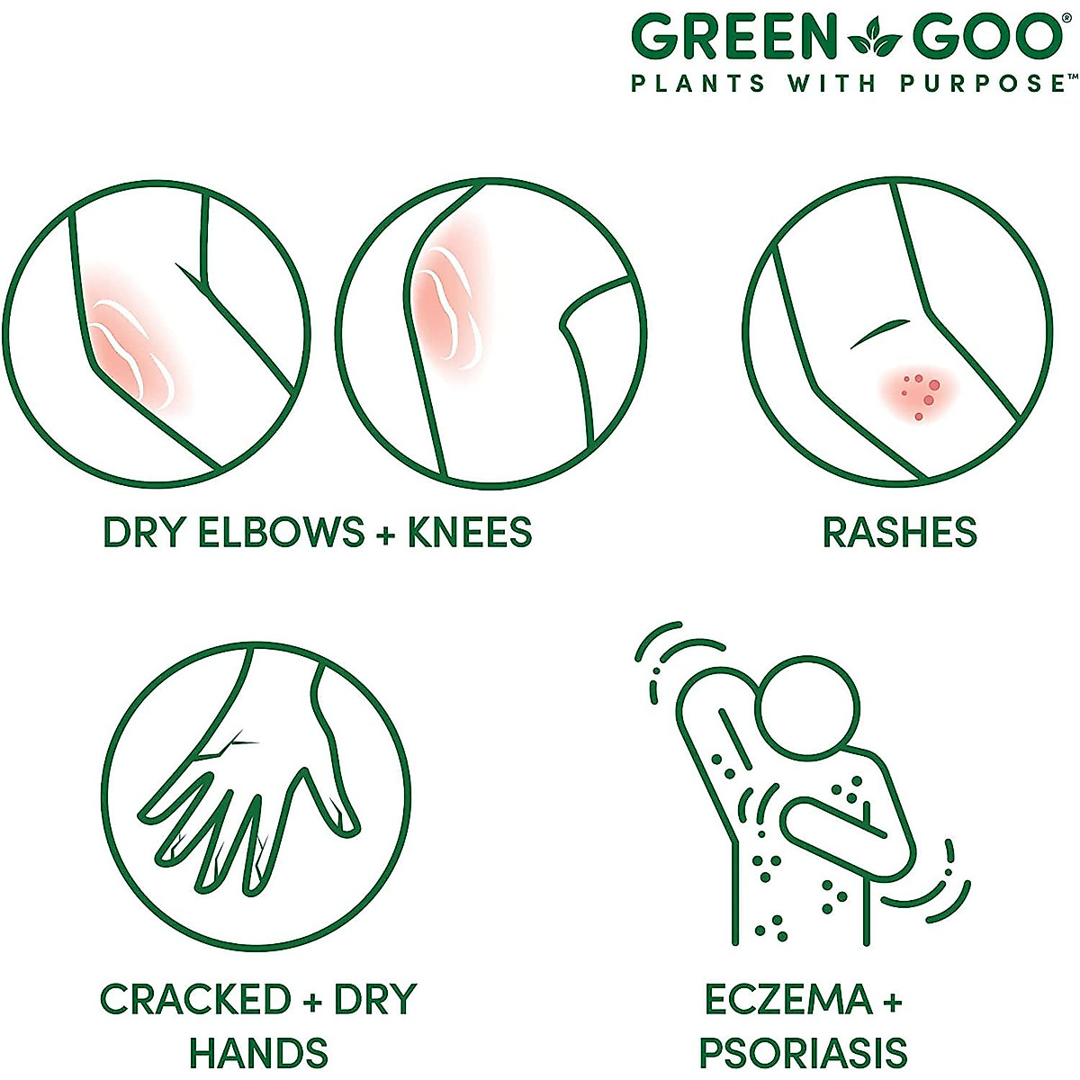 Green Goo Dry Skin Salve, All-Natural Moisturizer for Hydrating The Body & Face, Helps Alleviate Symptoms of Chronic Skin Conditions, 4 Oz