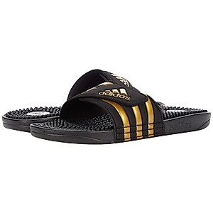 adidas Unisex Adissage Slides Sandal, Black/Gold Metallic/Black, 11 US Men