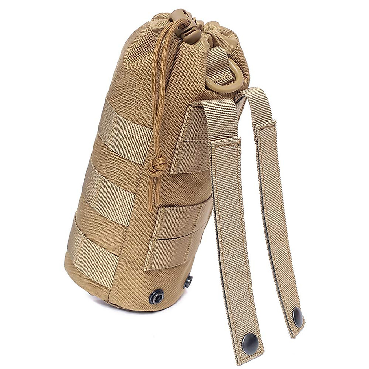 Novemkada Water Bottles Pouches - 1000D Tactical Molle Drawstring 32OZ Hydration Carrier Bag (Black+Green)